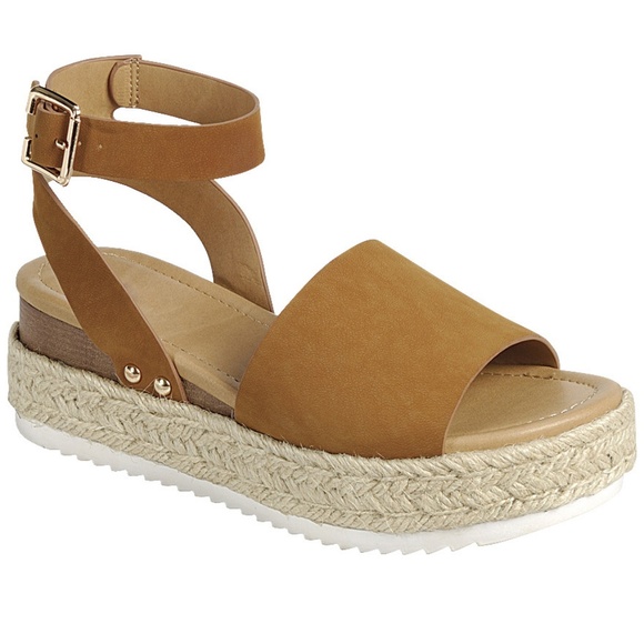 Shoes | New Tan Flatform Espadrille Platform Wedge Sandals | Poshmark